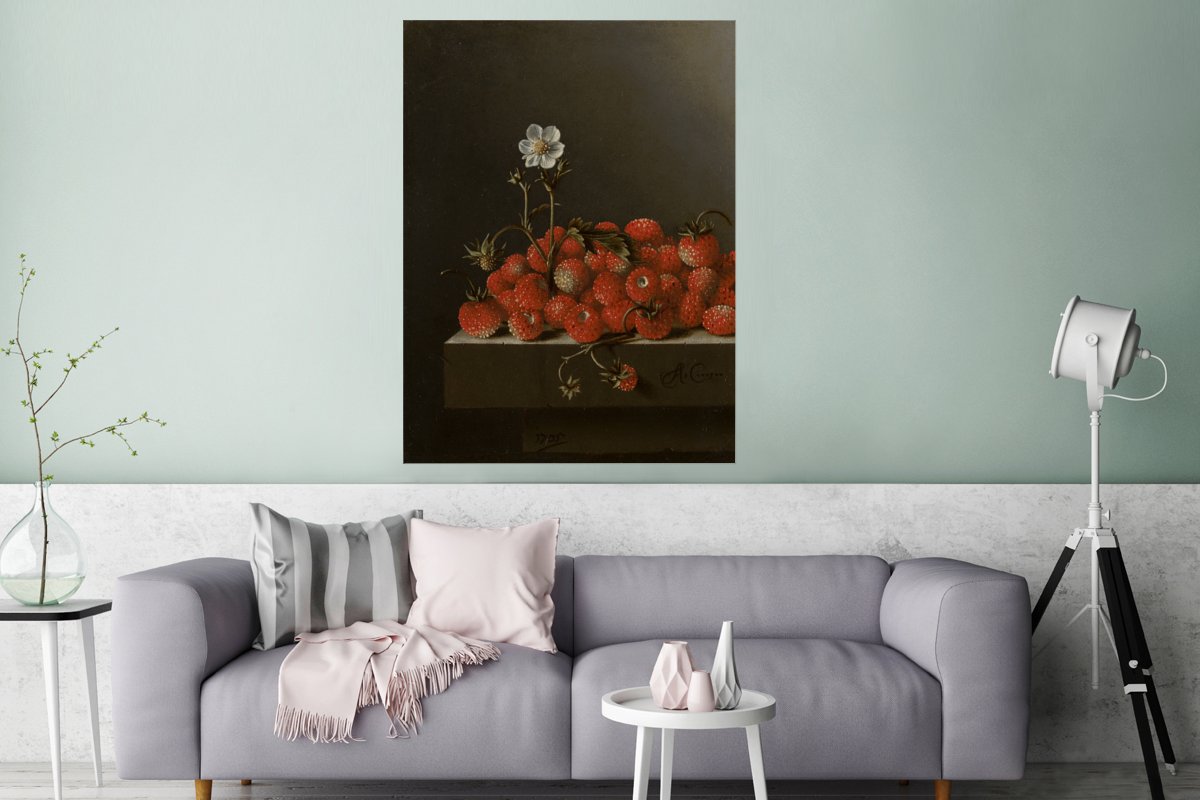 Stilleven met bosaardbeien - Schilderij van Adriaen Coorte Poster ...